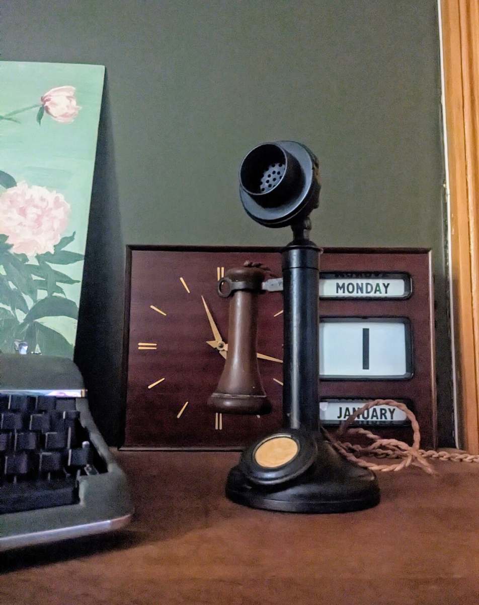 Original Antique 1920s candlestick telephone, GPO two piece telephone ...