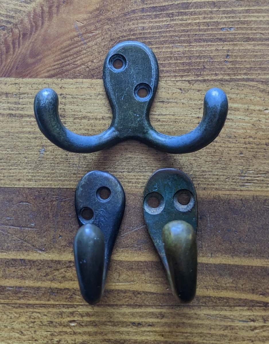 Vintage early – mid century brass hooks, coat hooks, kitchen hooks ...