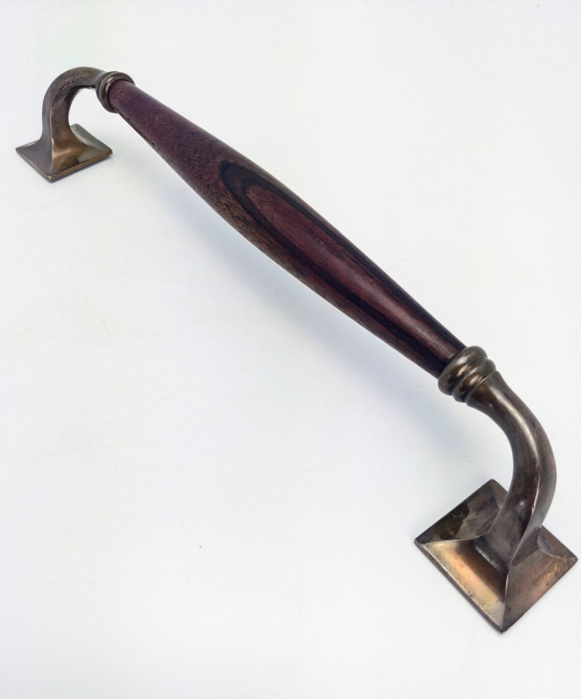 Large antique oak and brass door pull handle | Oaky Doke Vintage Home