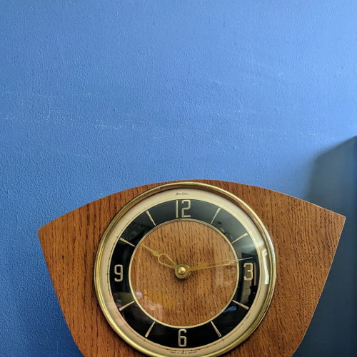 Midcentury British Bentima teak mantel clock *Working* with new quartz ...