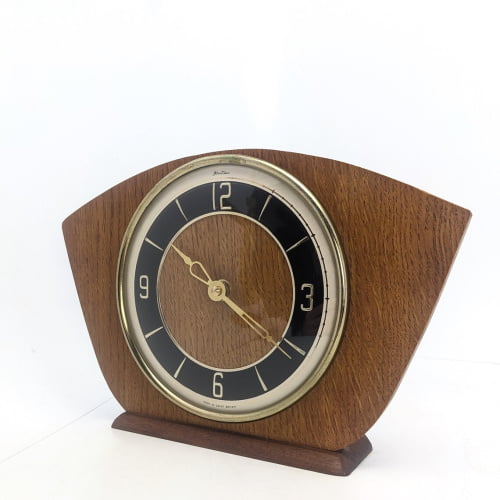 Midcentury British Bentima teak mantel clock *Working* with new quartz ...