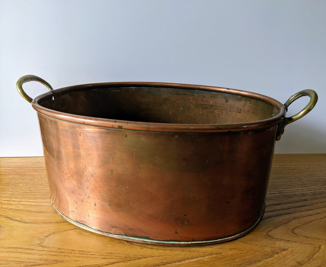 Vintage copper oval planter / wash tub with handles - Oaky Doke Vintage ...