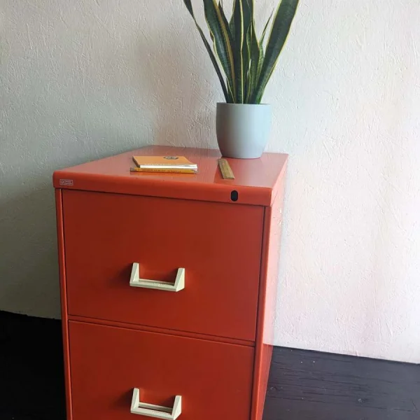 Vintage 2 drawer bright orange late 1960s filing cabinet by Ryman ...