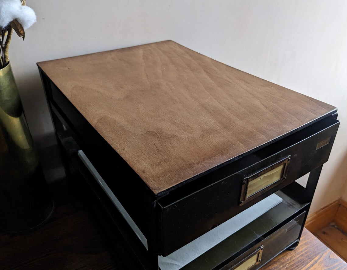 1930s set of green Roneo filing drawers with brass label holders - Oaky ...