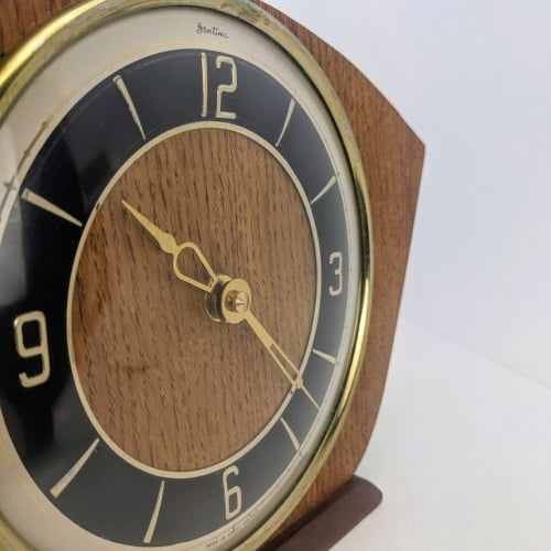 Midcentury British Bentima teak mantel clock *Working* with new quartz ...