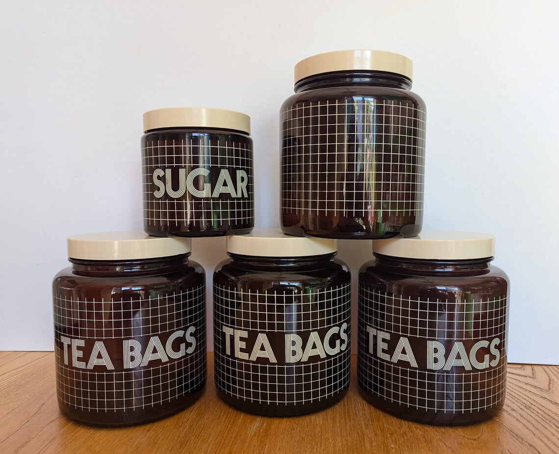 1980s CLP retro glass Tea Bags and Sugar canisters – for sale ...