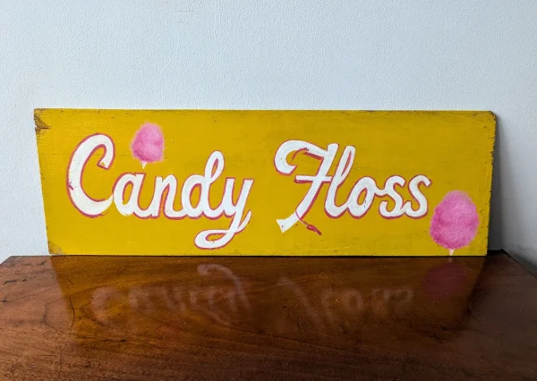 Vintage fairground ‘Candy Floss’ hand-painted wooden sign | Oaky Doke ...
