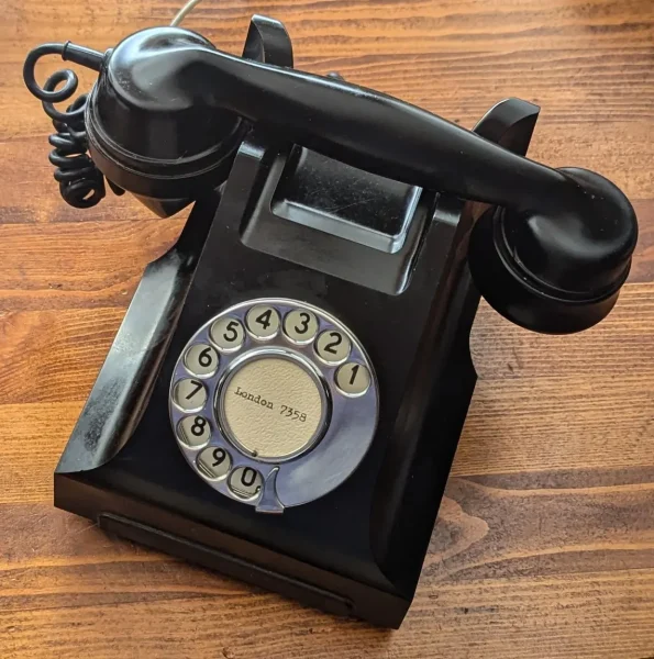 Midcentury black Bakelite GPO telephone - Oaky Doke Vintage Home
