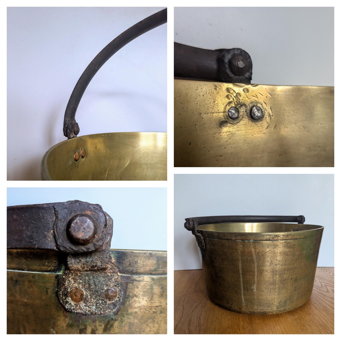 Large, very heavy 19th century antique brass cooking pot - Oaky Doke ...