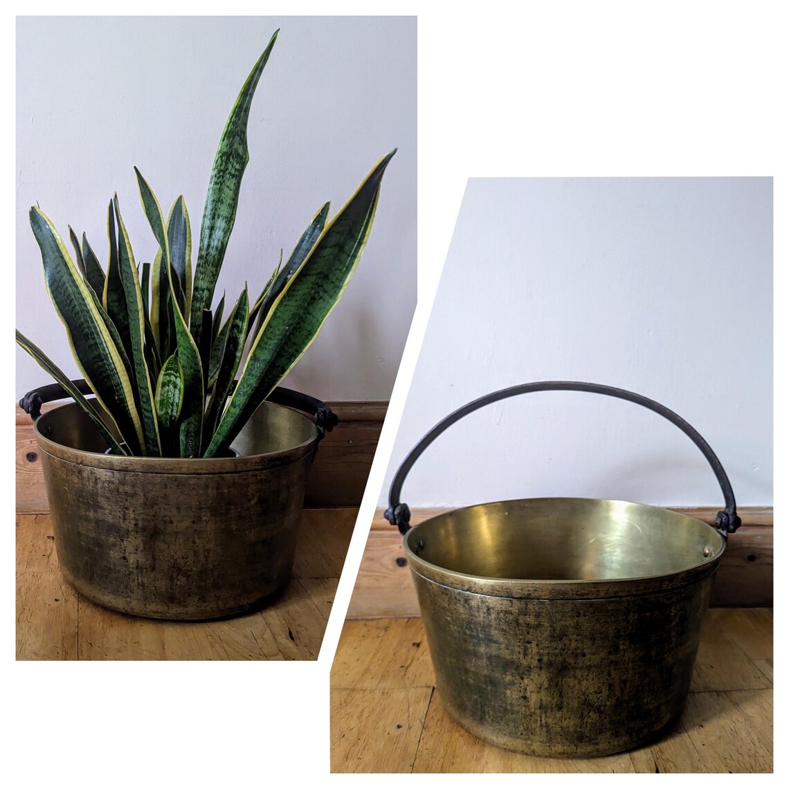 Large, very heavy 19th century antique brass cooking pot - Oaky Doke ...