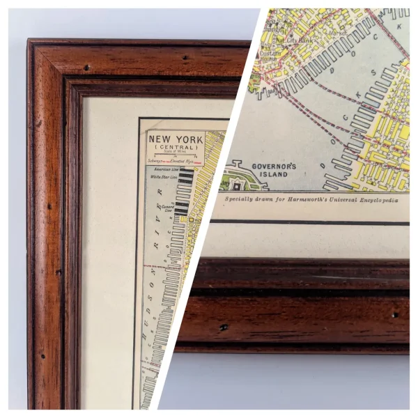 1920s map of New York in solid wood frame | Oaky Doke Vintage Home