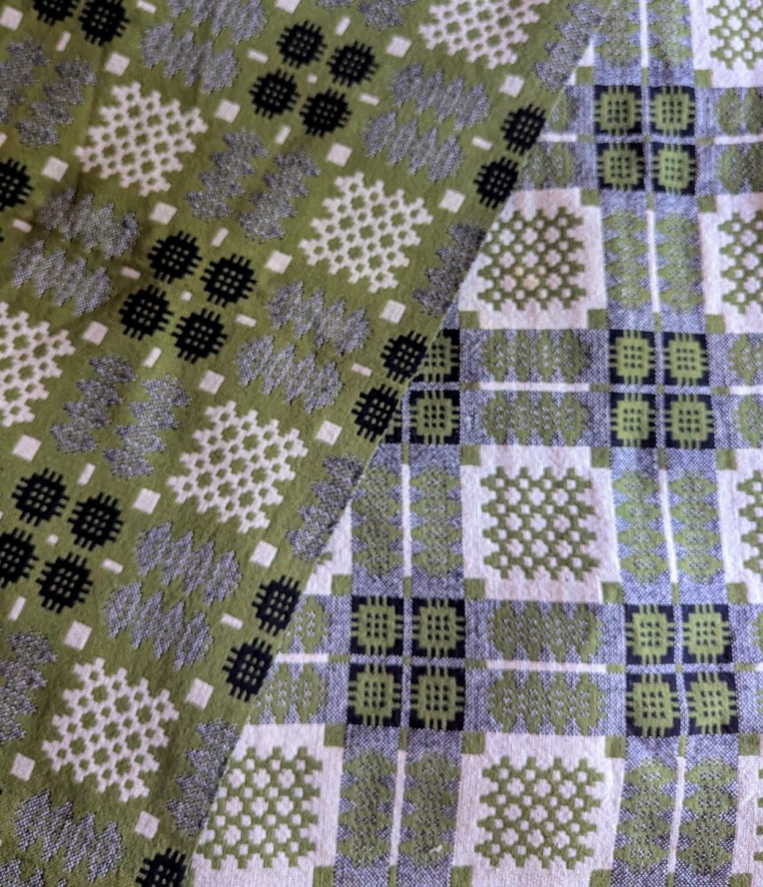 Vintage Pure Welsh Wool double sided blanket, traditional geometric ...