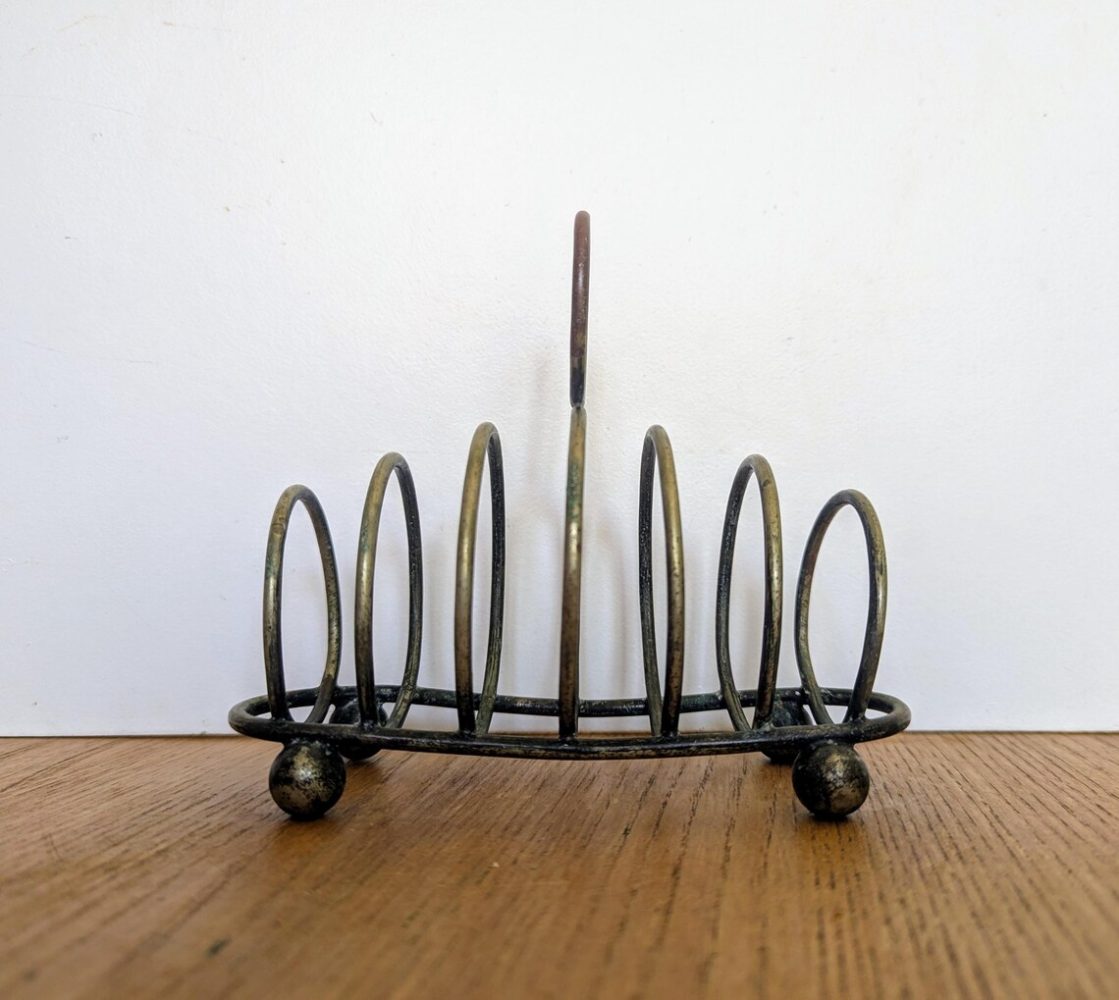 Muted brass early 20th century toast rack - Oaky Doke Vintage Home