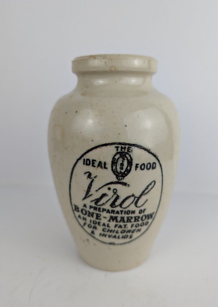 Early 1900s stoneware Virol jar | Oaky Doke Vintage Home