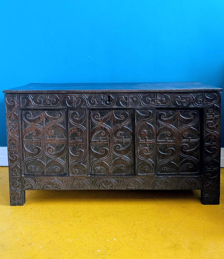 17th Century heavily carved coffer | Oaky Doke Vintage Home