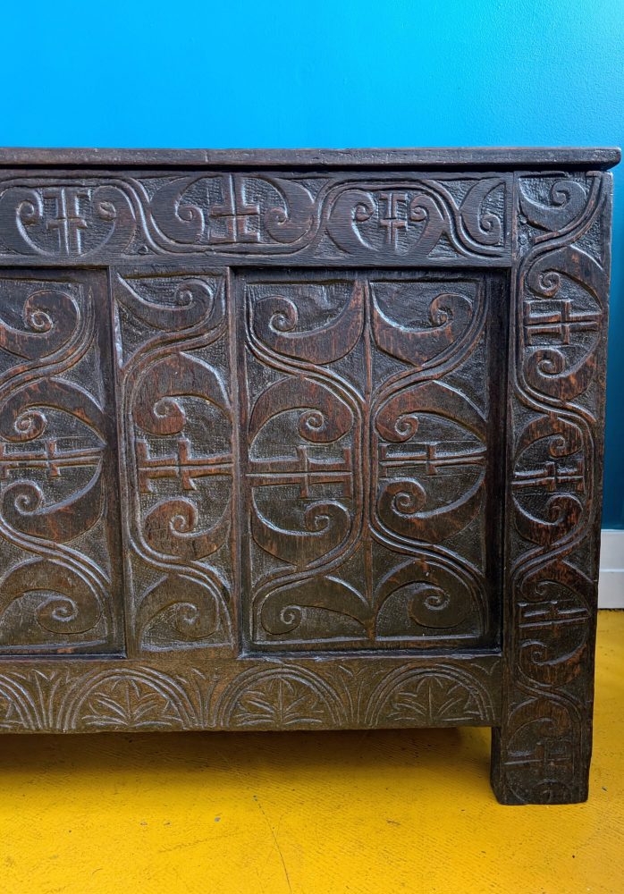 17th Century heavily carved coffer | Oaky Doke Vintage Home