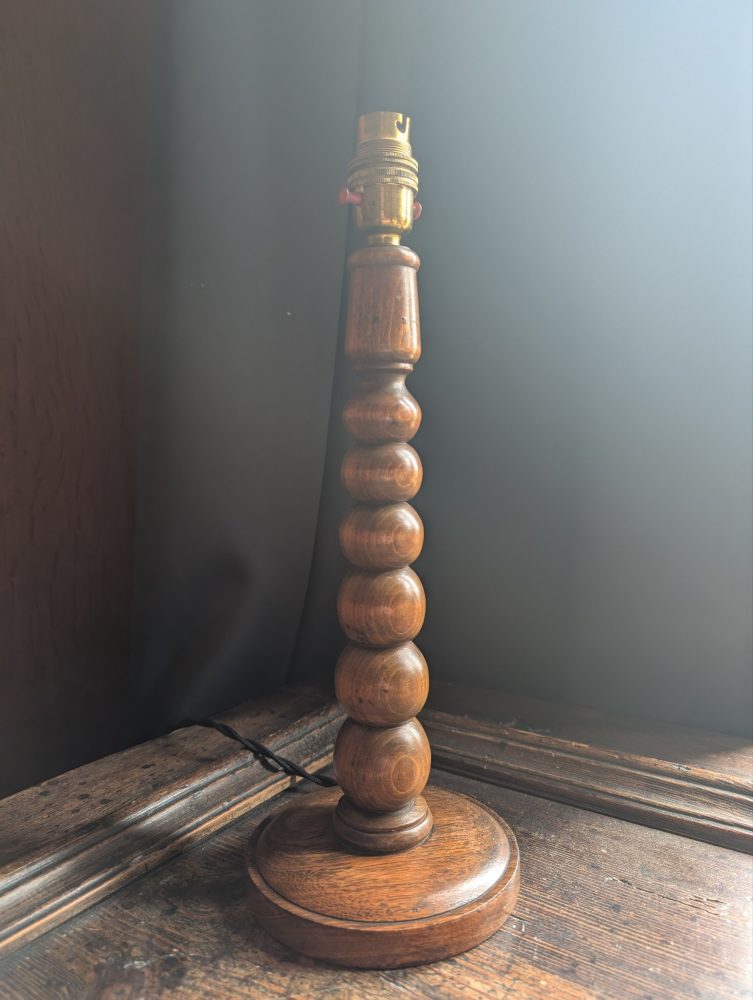 Vintage wooden bobbin turned lamp | Oaky Doke Vintage Home