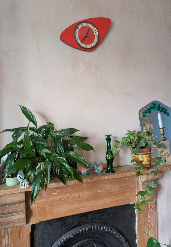 1960s French red assymetric Vedette wall clock, new battery movement ...