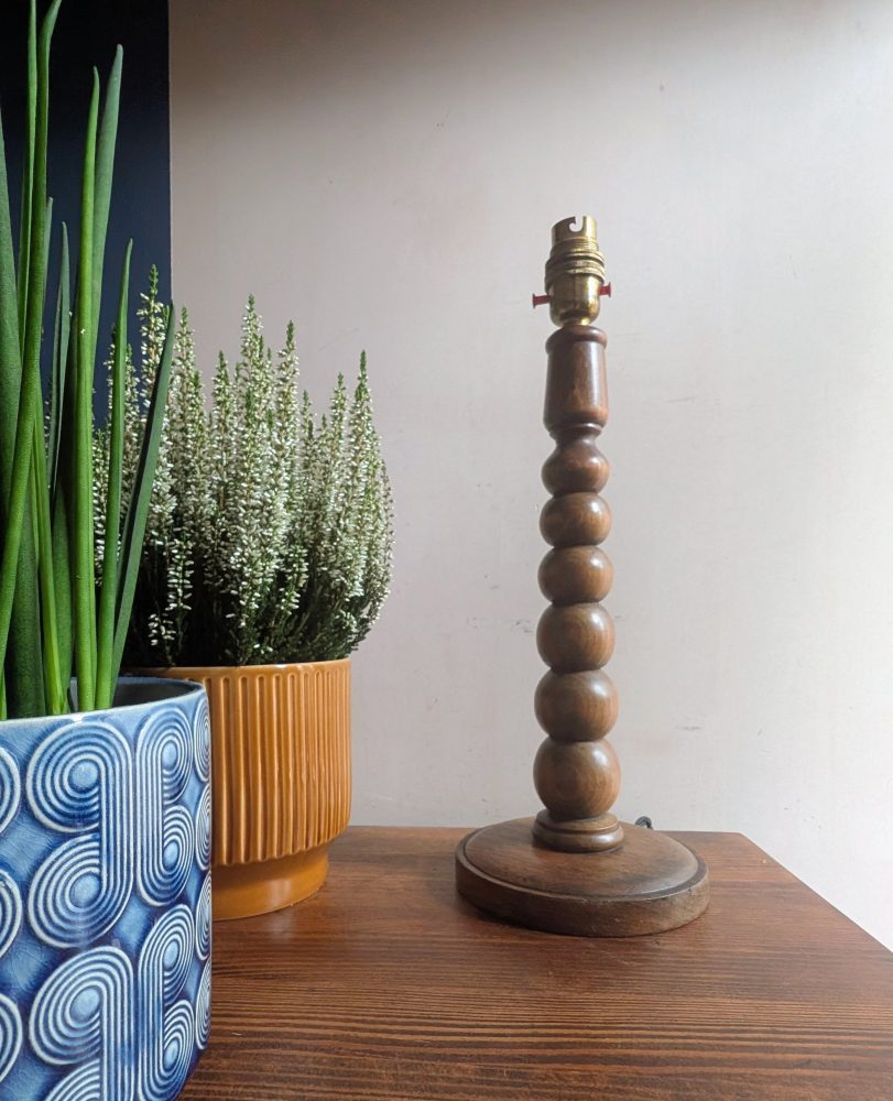 Vintage wooden bobbin turned lamp | Oaky Doke Vintage Home