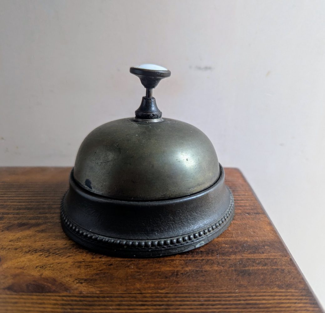 Edwardian brass reception bell, ring for assistance counter top bell ...