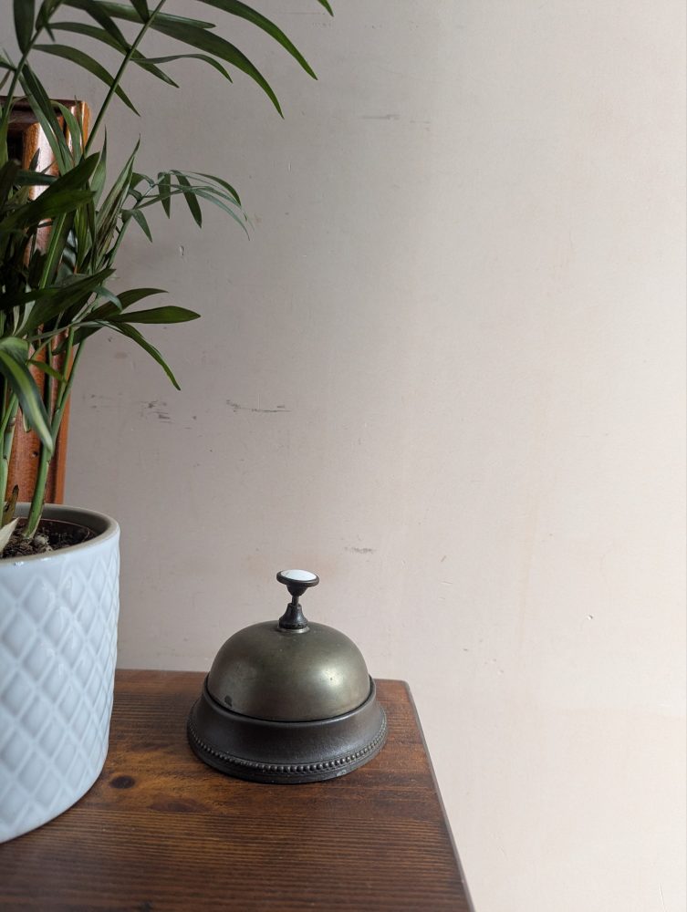 Edwardian brass reception bell, ring for assistance counter top bell ...