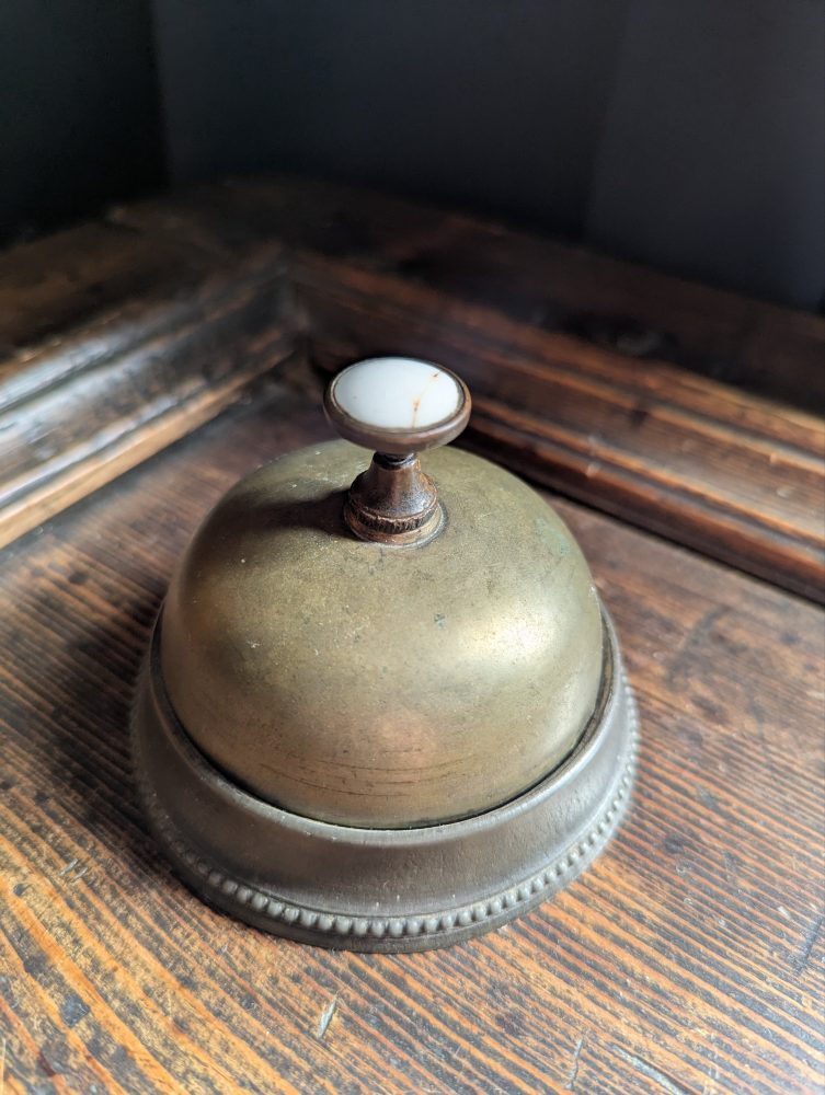 Edwardian brass reception bell, ring for assistance counter top bell ...