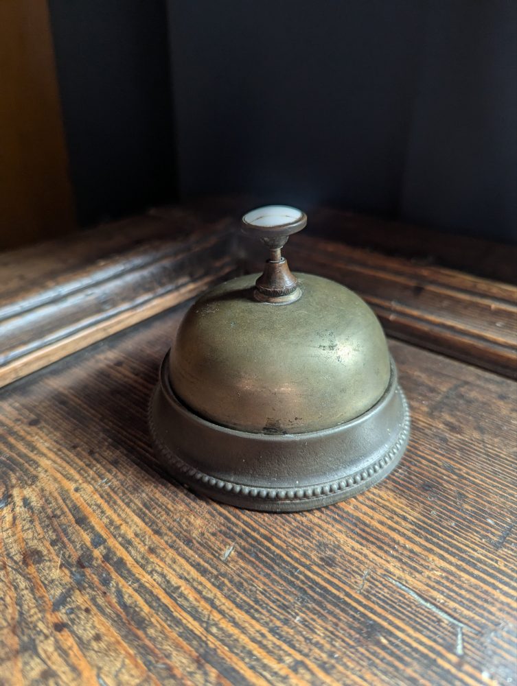 Edwardian brass reception bell, ring for assistance counter top bell ...