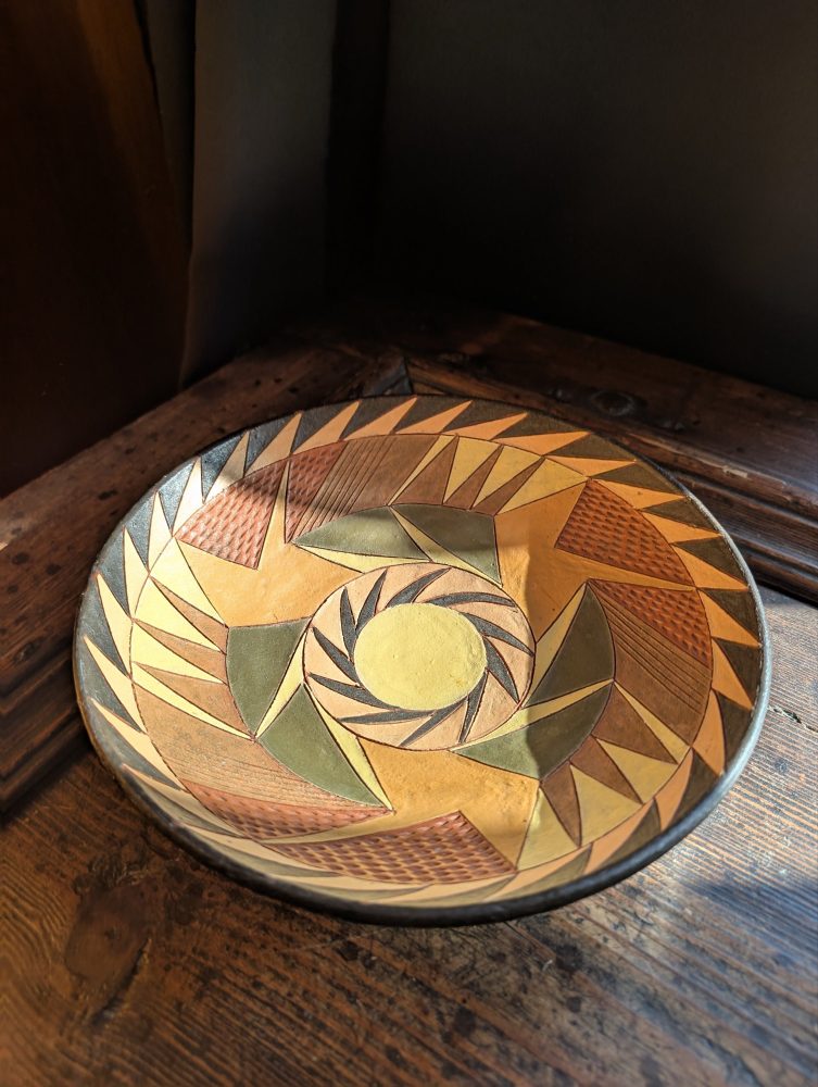 Vintage stoneware bowl with geometric design, Senghenedd Pottery | Oaky ...