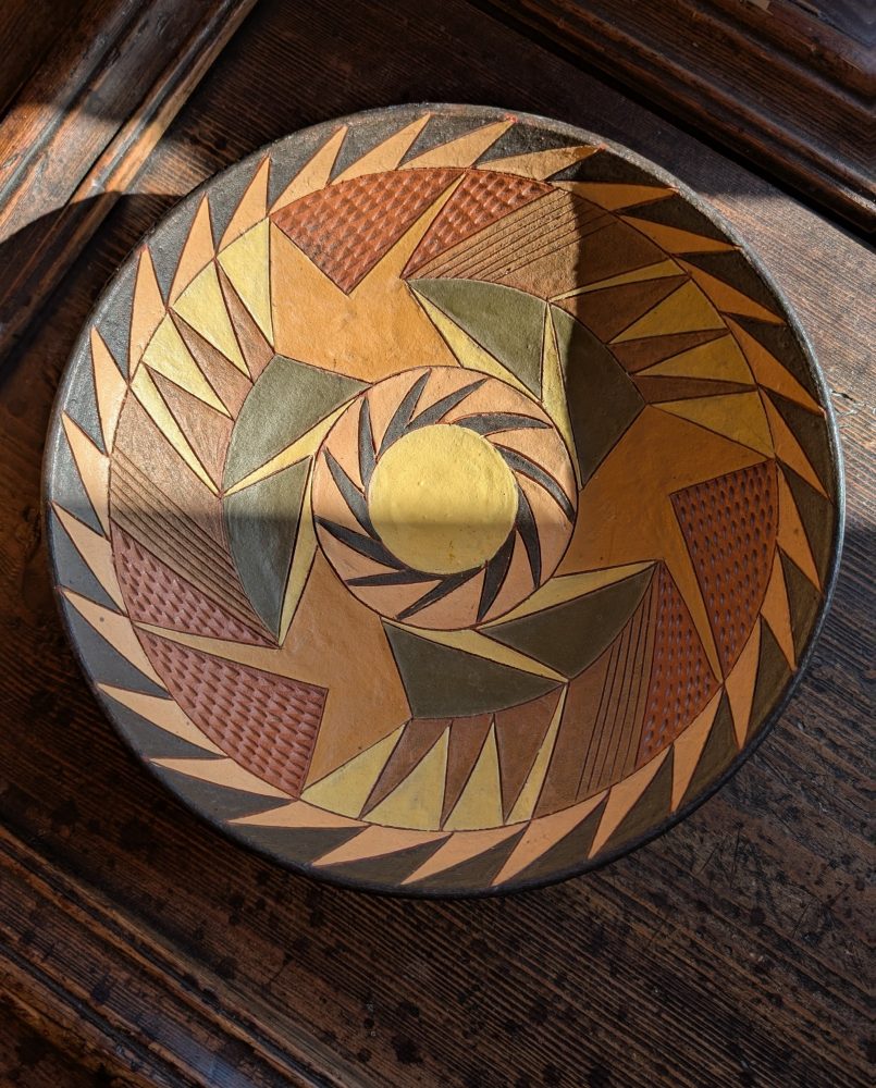 Vintage stoneware bowl with geometric design, Senghenedd Pottery | Oaky ...