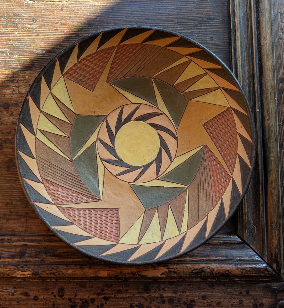Vintage stoneware bowl with geometric design, Senghenedd Pottery | Oaky ...