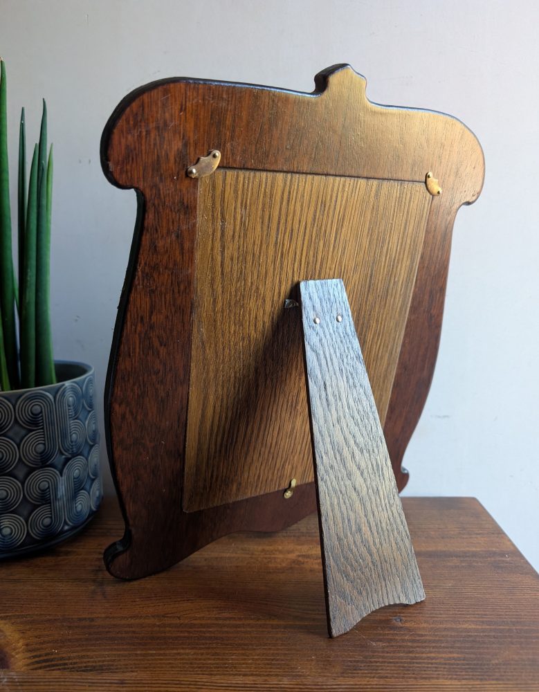 Large early 1900s original Art Nouveau copper and oak picture frame ...