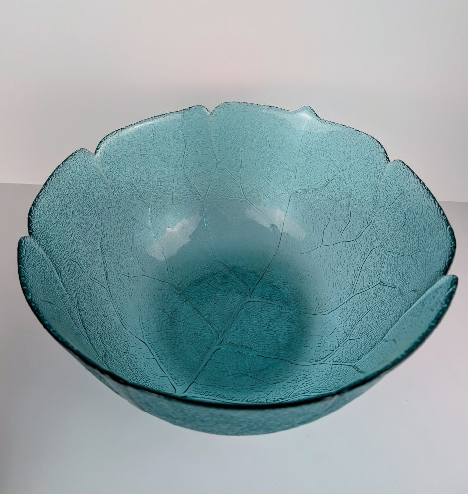 Large French turquoise leaf bowl | Oaky Doke Vintage Home