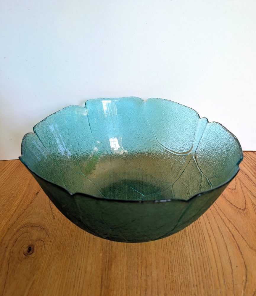 Large French turquoise leaf bowl | Oaky Doke Vintage Home