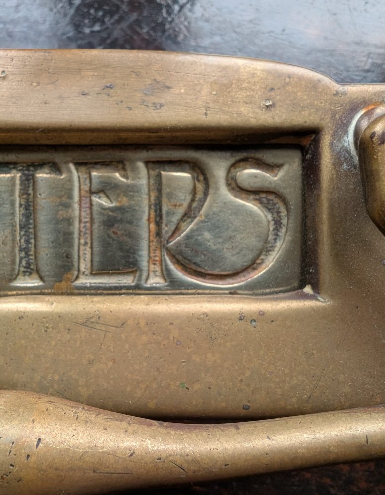 Art Nouveau brass letterbox and knocker c.1908 - Oaky Doke Vintage Home