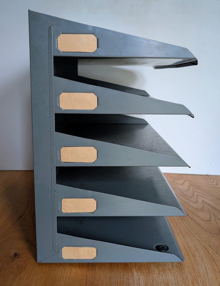 Midcentury Bisley office 5 tier document shelves | Oaky Doke Vintage Home